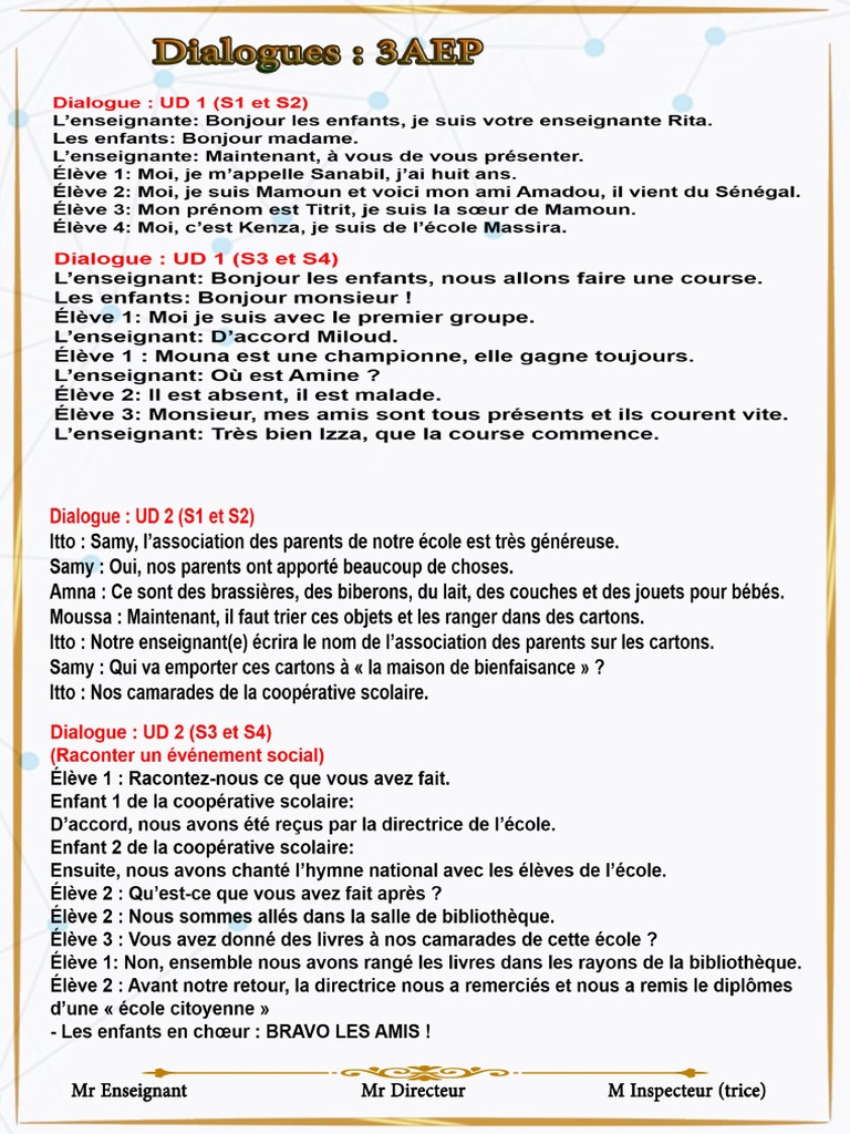 Dialogues Mes Apprentissages en FR - 3aep | PDF