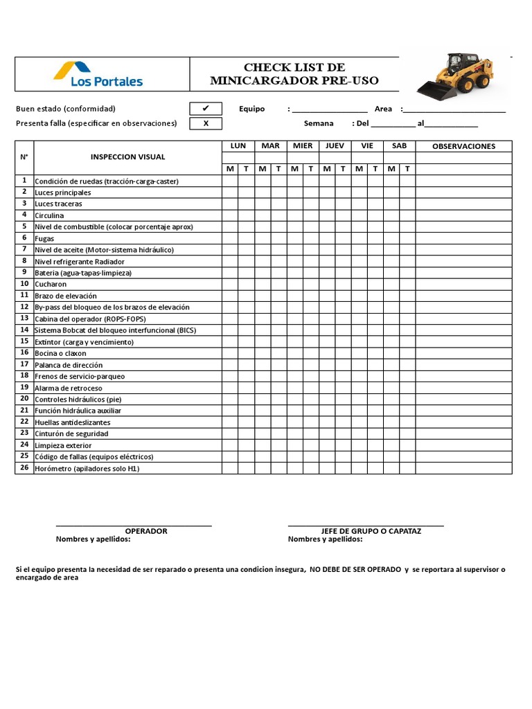 Check List MAQUINARIA | PDF | Neumático | Bienes manufacturados Check List MAQUINARIA | PDF | Neumático | Bienes manufacturados
