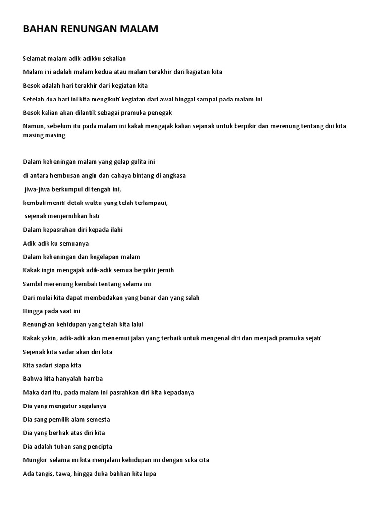 Renungan Malam | PDF
