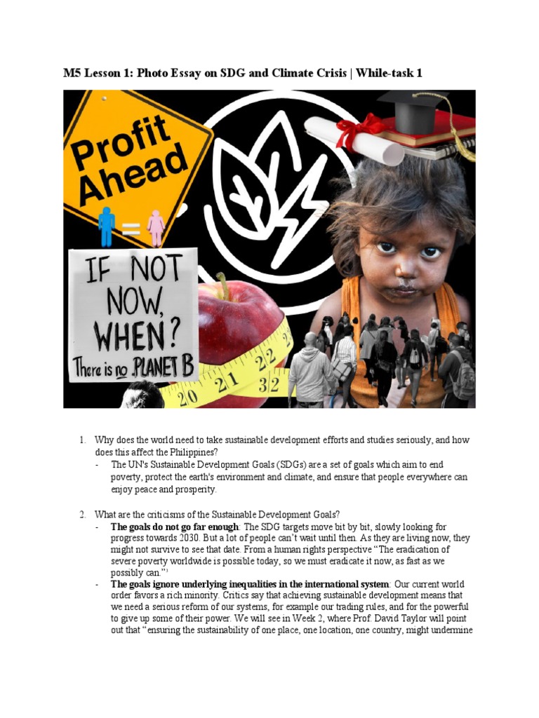 M5 Lesson 1 Photo Essay On SDG and Climate Crisis While Task 1 | PDF ...