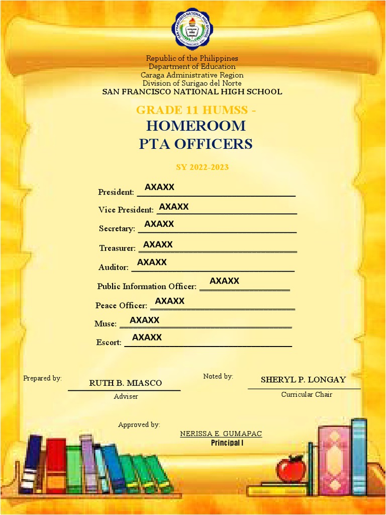 Grade 11 HUMSS PTA Officers Chart | PDF