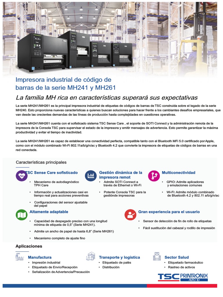 Catalogo Impresora de Etiquetas TSC MH241T | PDF | Bluetooth ...