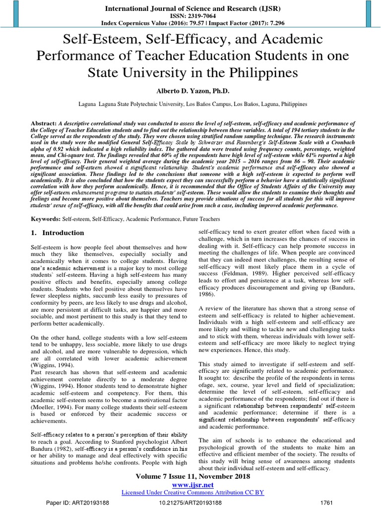 ART20193188 | PDF | Self Efficacy | Self Esteem