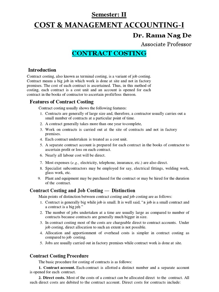 CONTRACT COSTING With Illustration | PDF | Debits And Credits ...