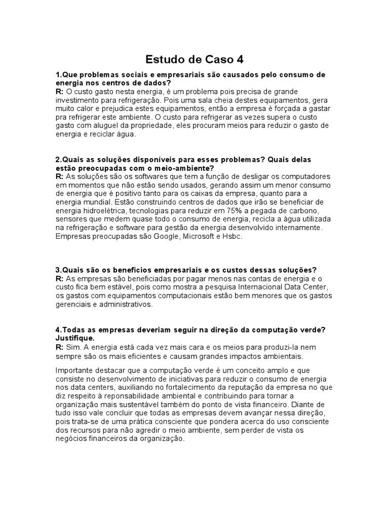 Estudo de Caso 4 PRONTO | PDF