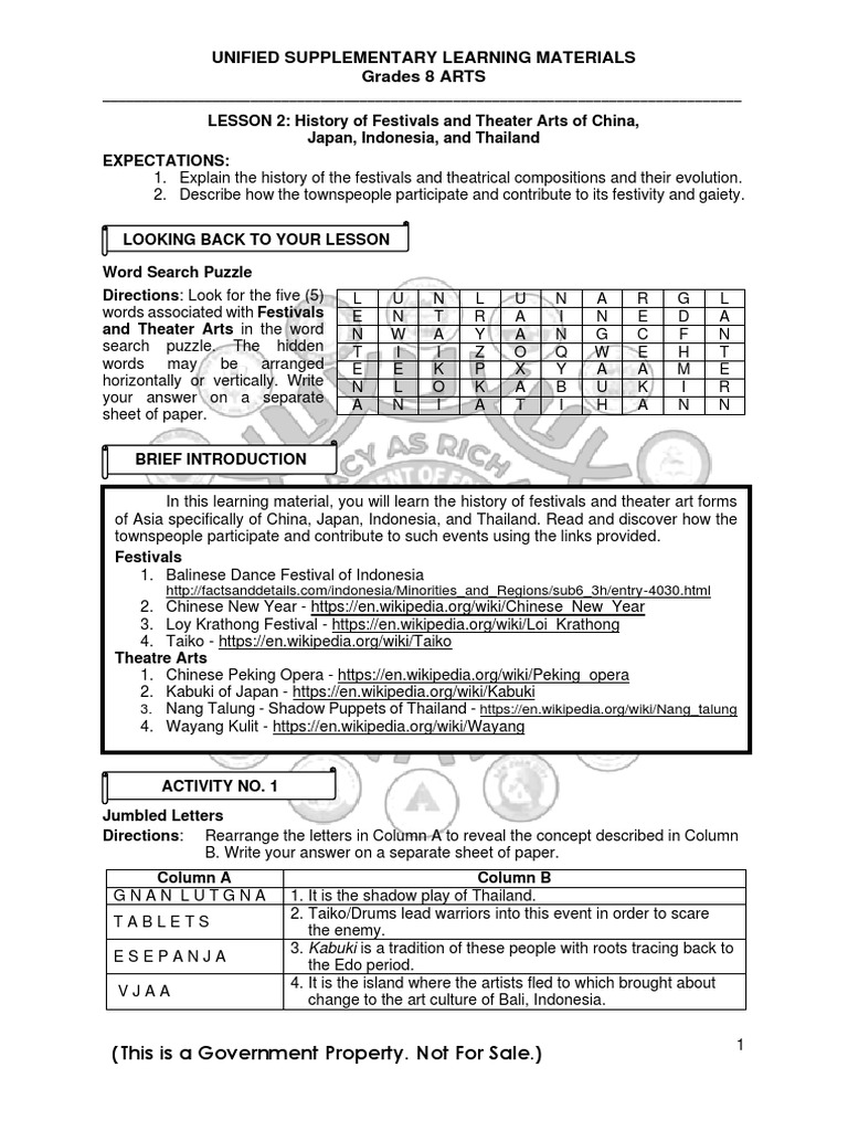 Uslem Arts8 Agus Mpnag | PDF | Theatre | Performing Arts