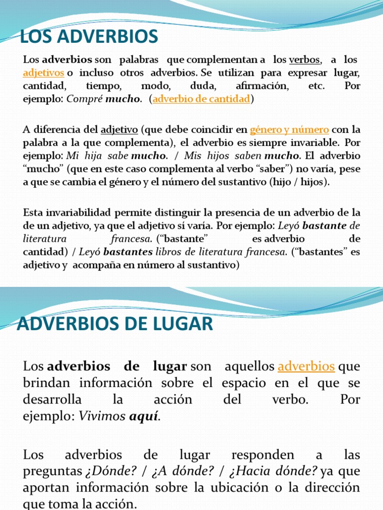 Guía Completa de Adverbios | PDF | Adverbio | Adjetivo