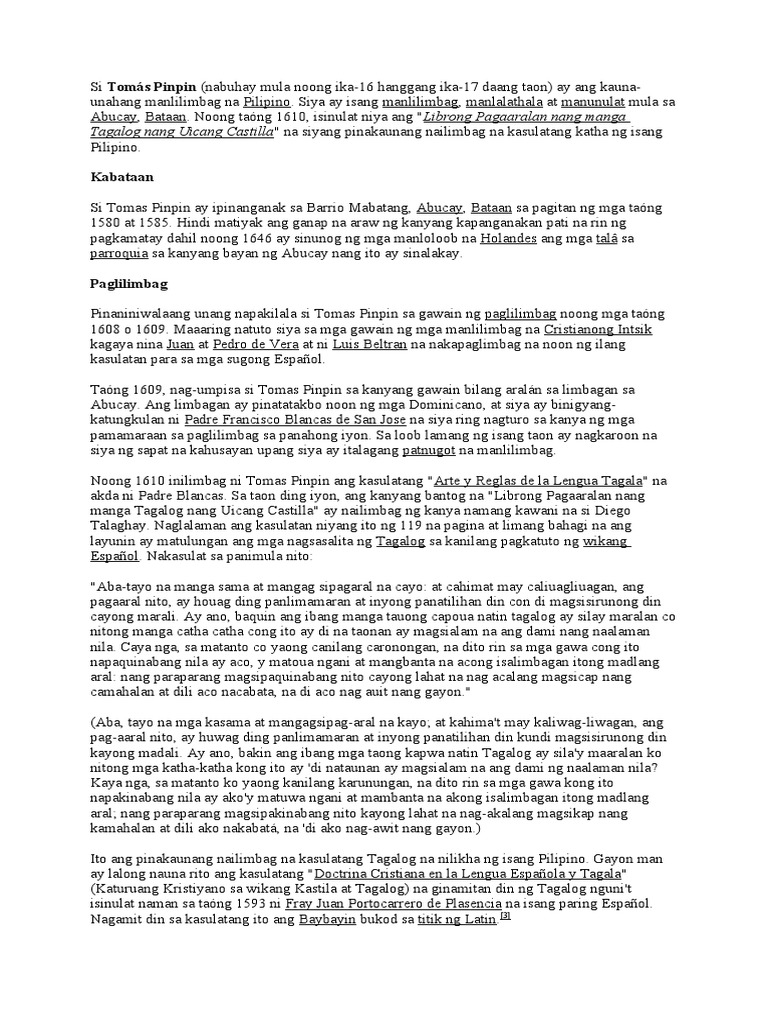 Si Tomás Pinpin | PDF