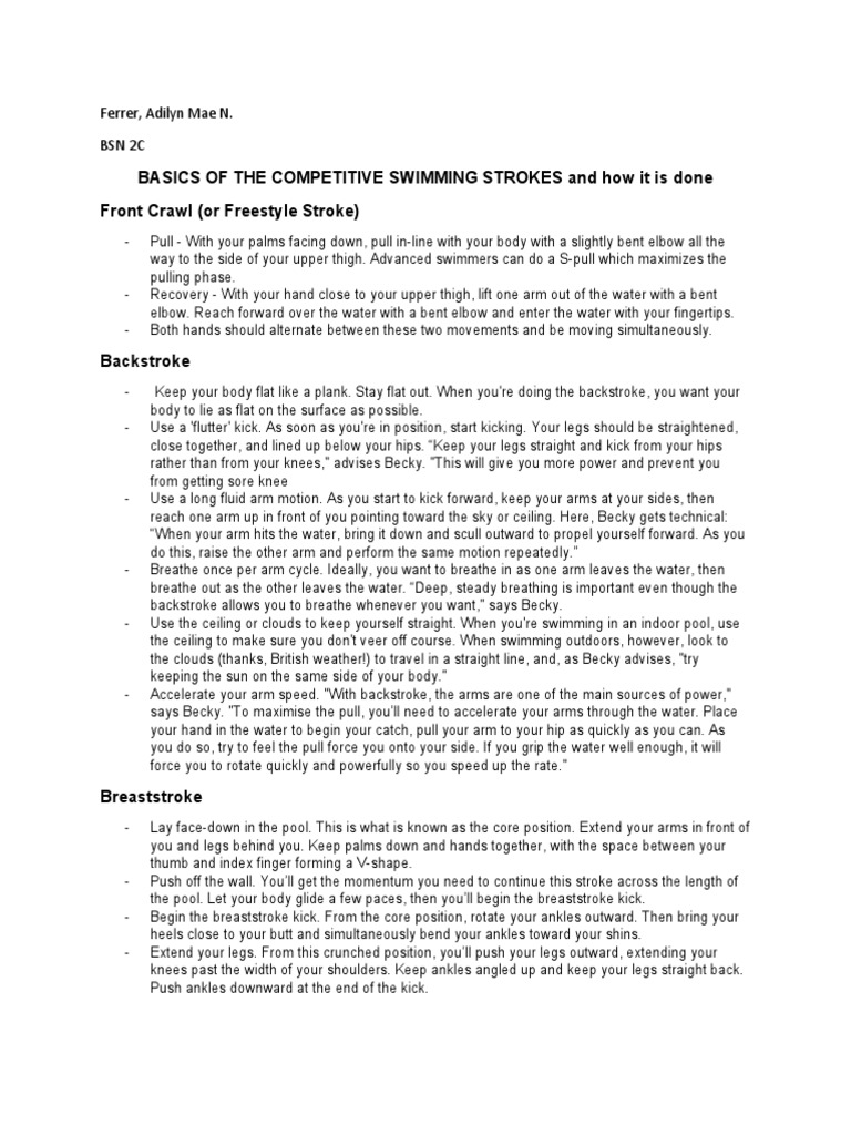 Swimming | PDF | Athletic Sports | Leisure Activities