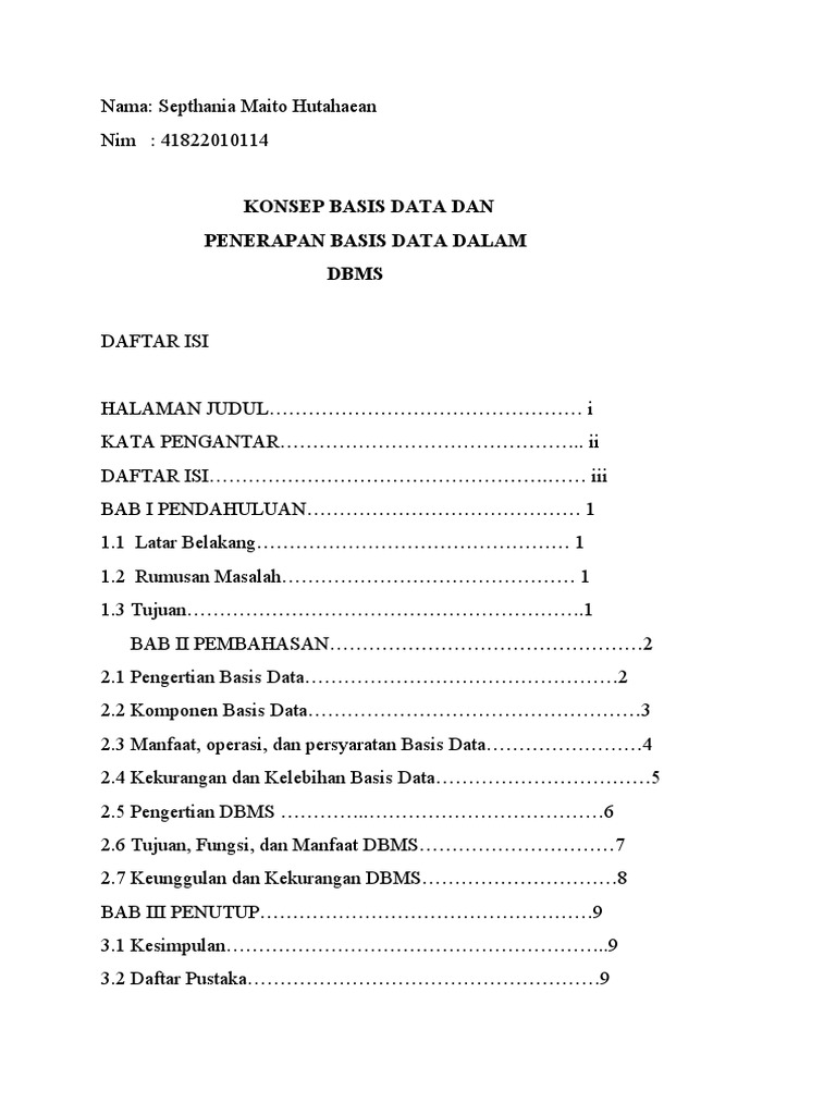 Konsep Basis Data Dan Penerapan Basis Data Dalam DBMS | PDF