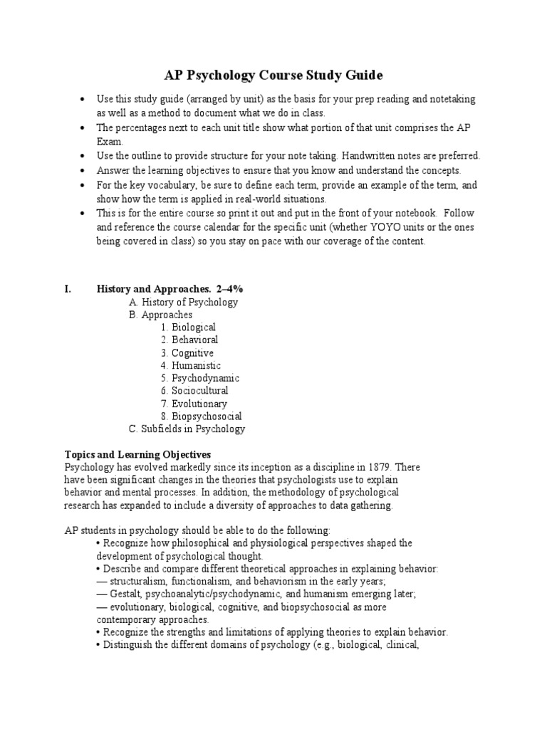 AP Psychology Course Study Guide | PDF | Mental Disorder | Perception