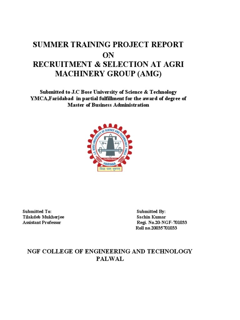 Sachin Summer Training Report NEW | Download Free PDF | Recruitment ...
