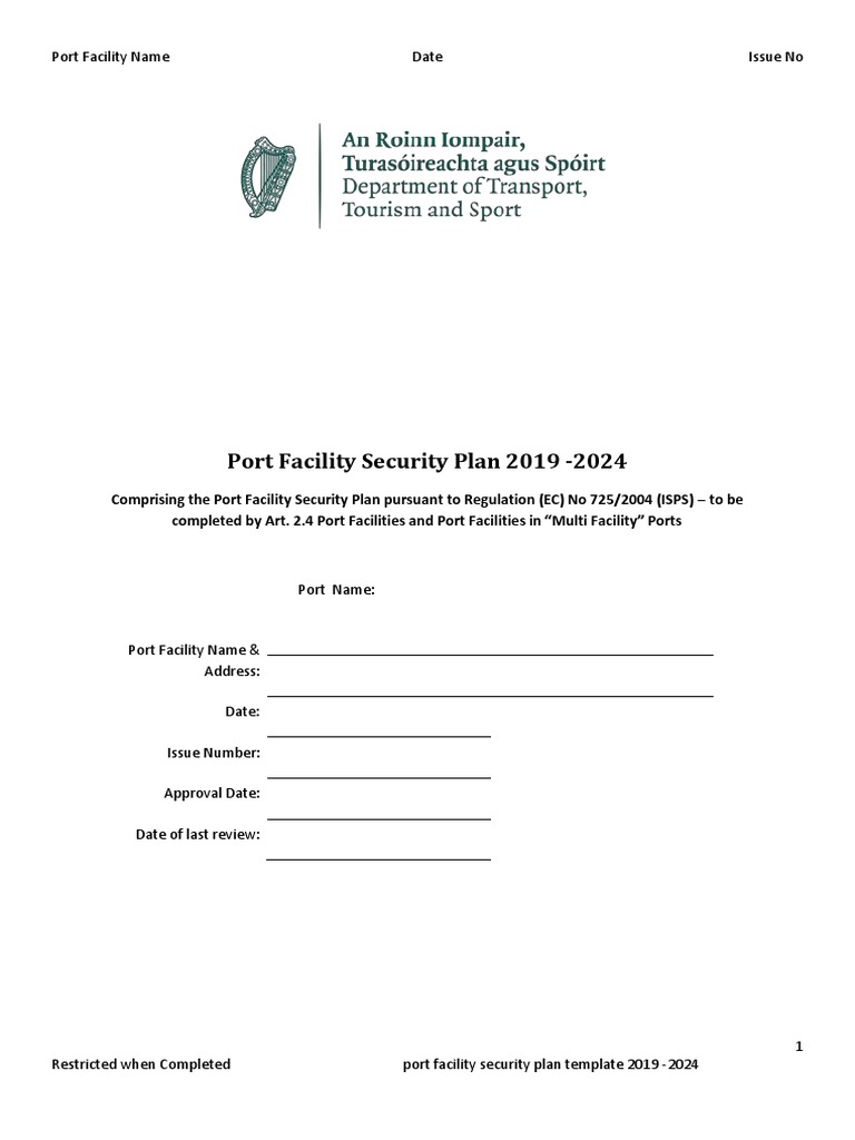 Port Facility Security Plan 2019-2024 | PDF | Computer Security | Security