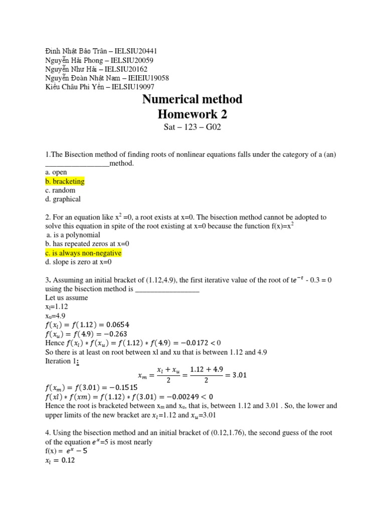 Numerical Method Exercise 2 | PDF | Zero Of A Function | Elementary ...