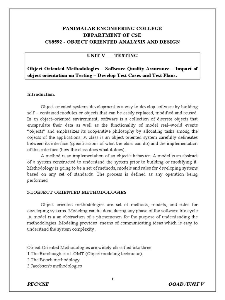 R2017 Ooad Unit 5 Upd Pdf Software Testing Use Case 