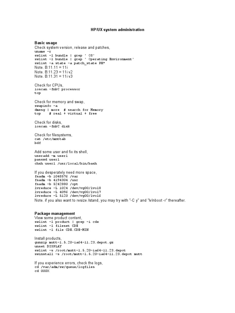 Hp Ux Admin Docs Pdf File System Booting