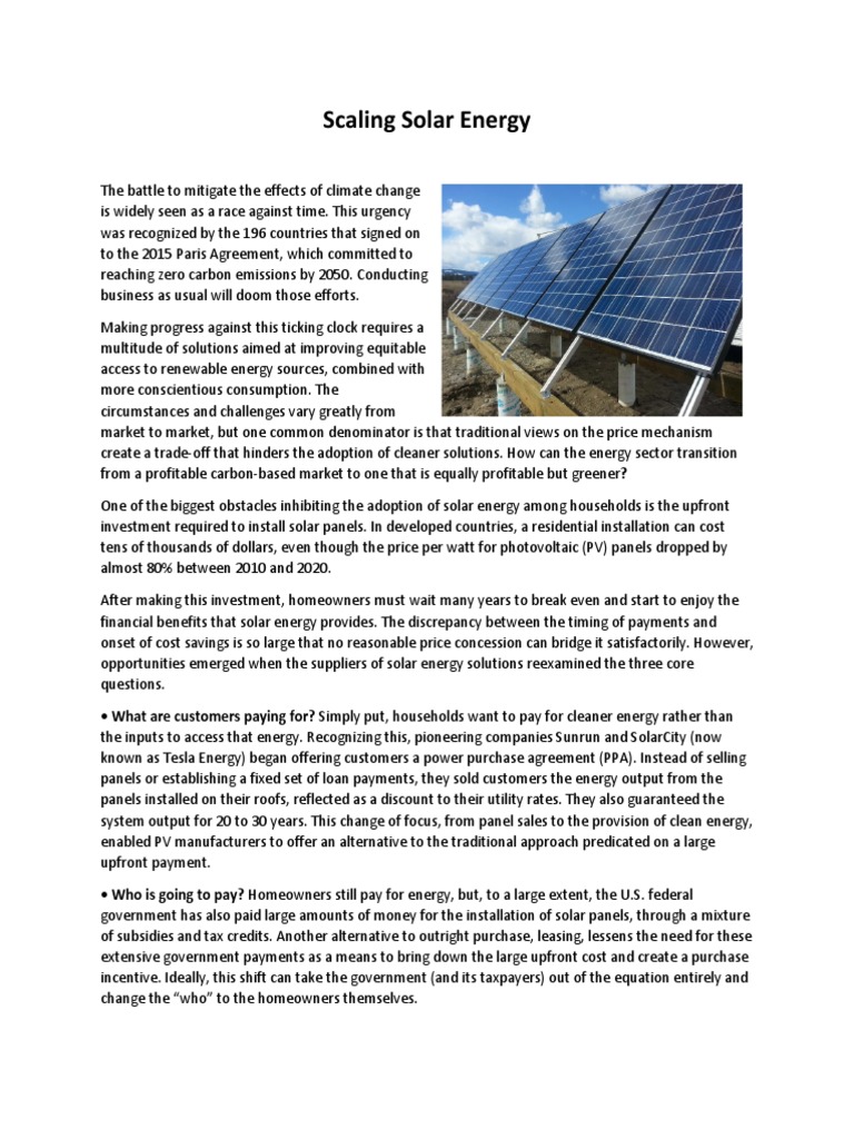 Scaling Solar Energy | PDF | Solar Power | Photovoltaics