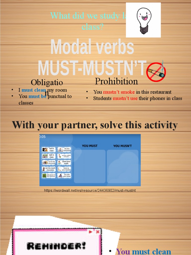 Modal Verbs SHOULD, SHOULDN'T - 6th Grades | PDF