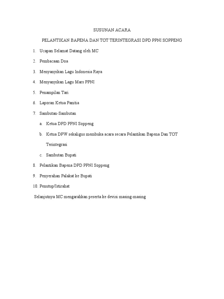 Pelantikan BAPENA DPD PPNI Soppeng | PDF