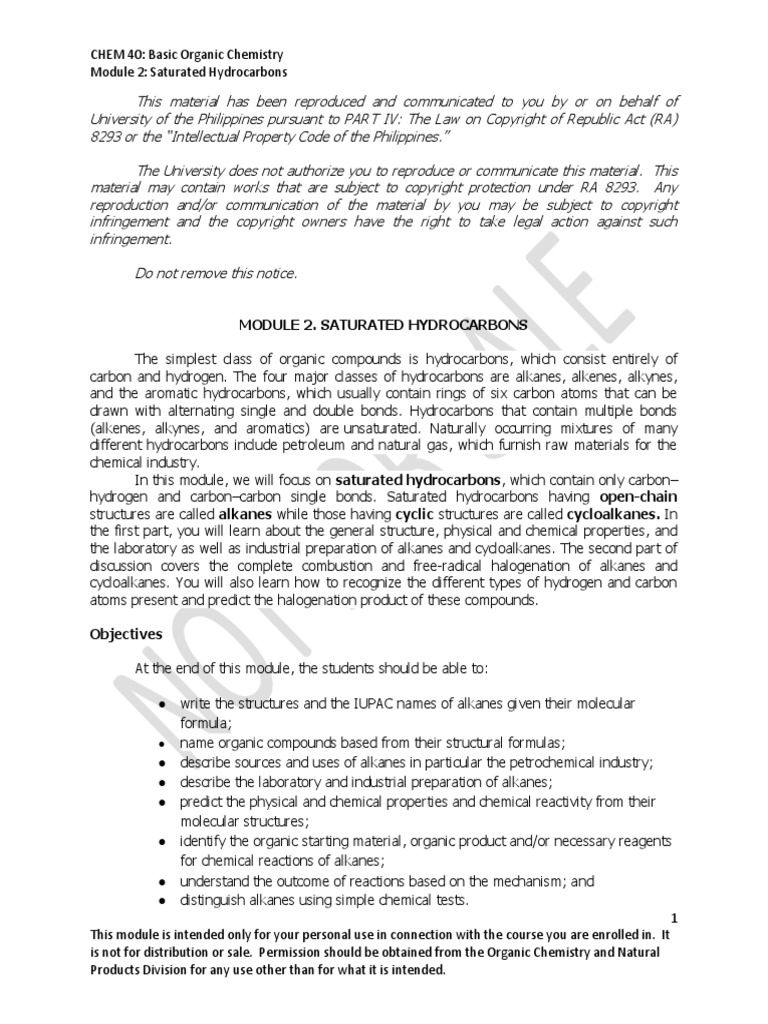 Module 2 - Saturated Hydrocarbons | Download Free PDF | Alkane ...