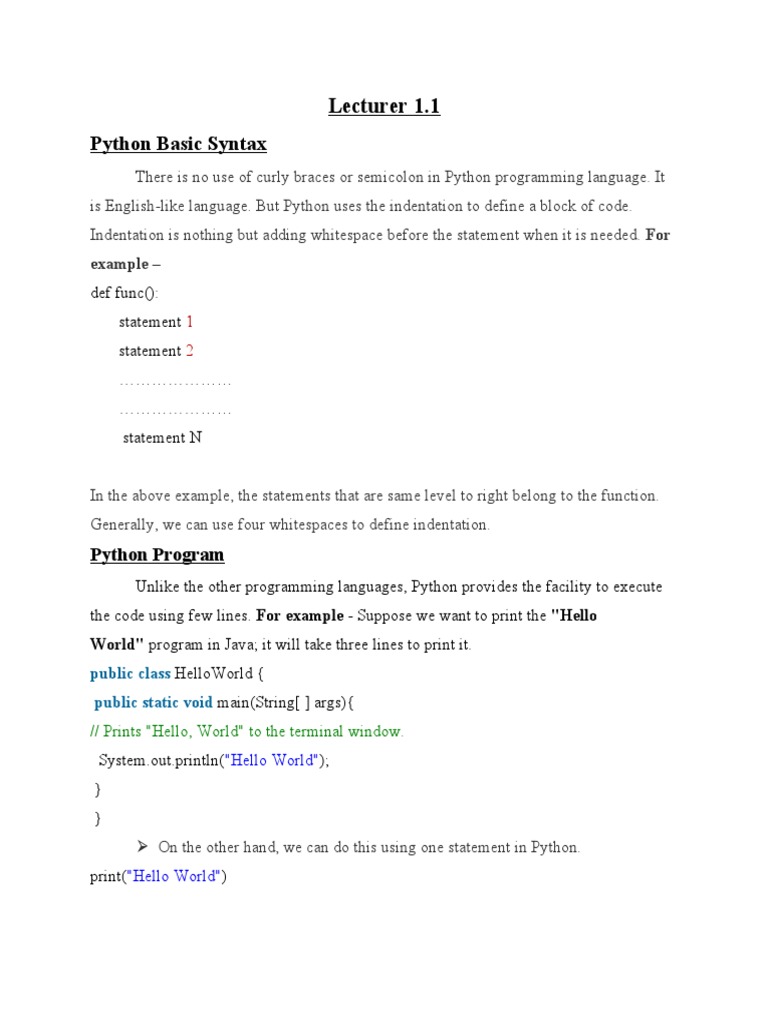 Lect 11 Basic Syntax Download Free Pdf Parameter Computer Programming Python