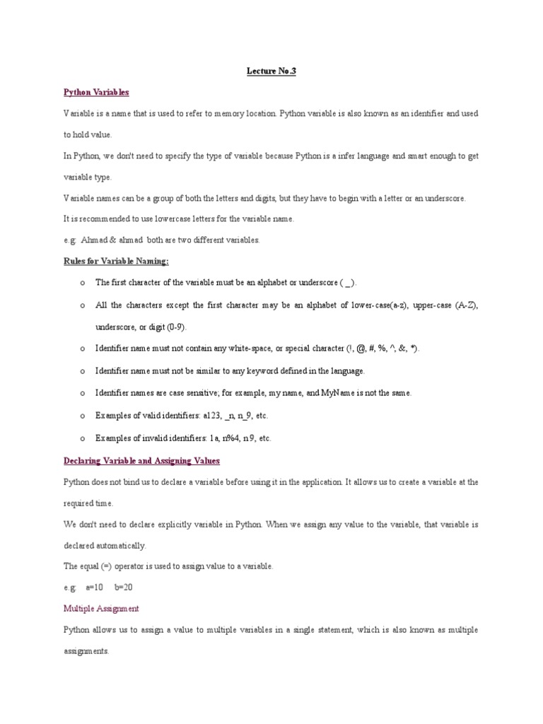 Lect 1.3 Varibale Data Types | PDF