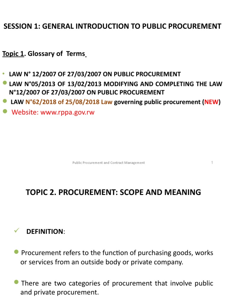 Introduction To Procurement | PDF | Procurement | World Trade Organization