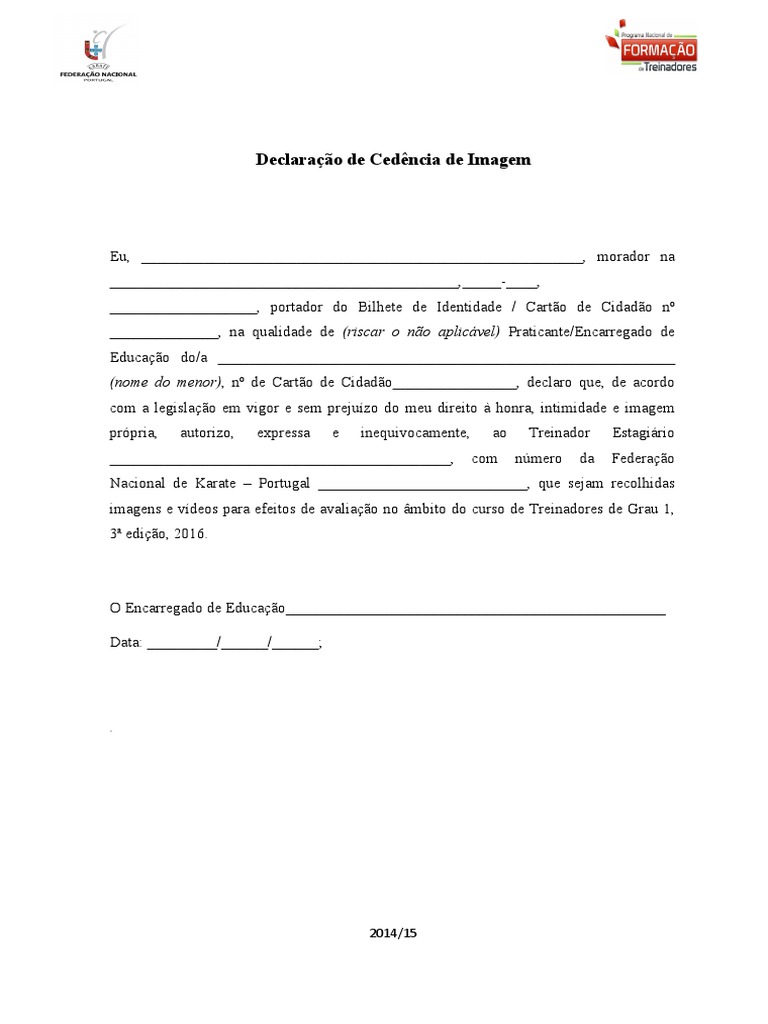 Declaração de Cedência de Imagem | PDF