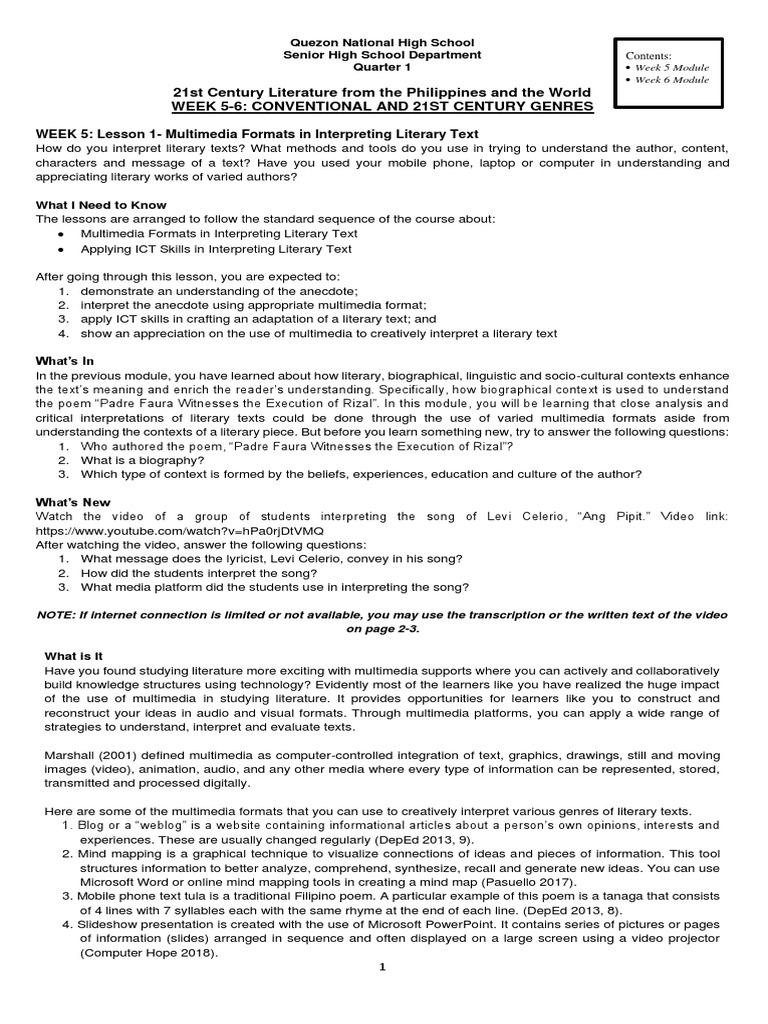Q1 21st WEEKS 5 6 Modules | PDF | Multimedia