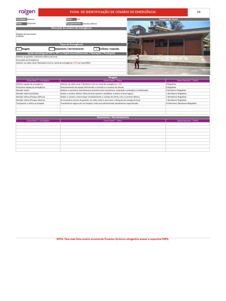 Ficha Cenario COI | PDF | Bombeiro