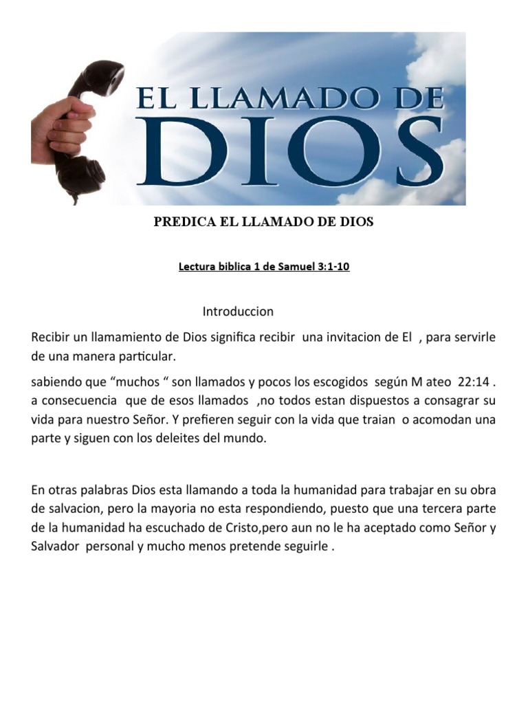 Bosquejo de Predica El Llamado de Dios | PDF | Salvación | Jesús