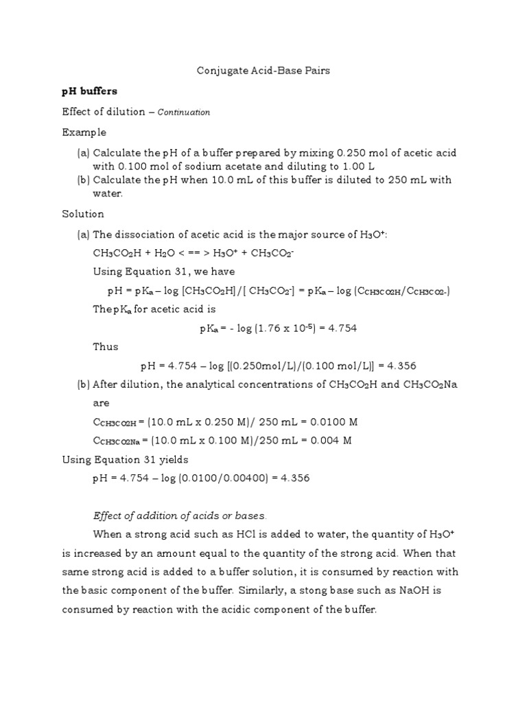 AnaChem Conjugate Acid Base Pairs 3 | Download Free PDF | Buffer Solution | Acid Dissociation ...