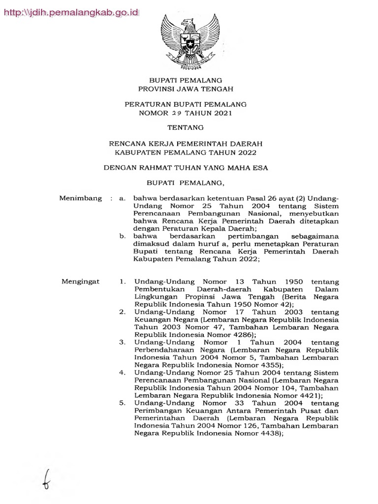 Perbup No 29 Tahun 2021 | PDF