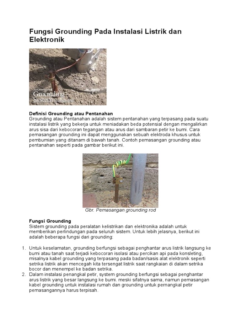 Fungsi Grounding Pada Instalasi Listrik Dan Elektronik | PDF