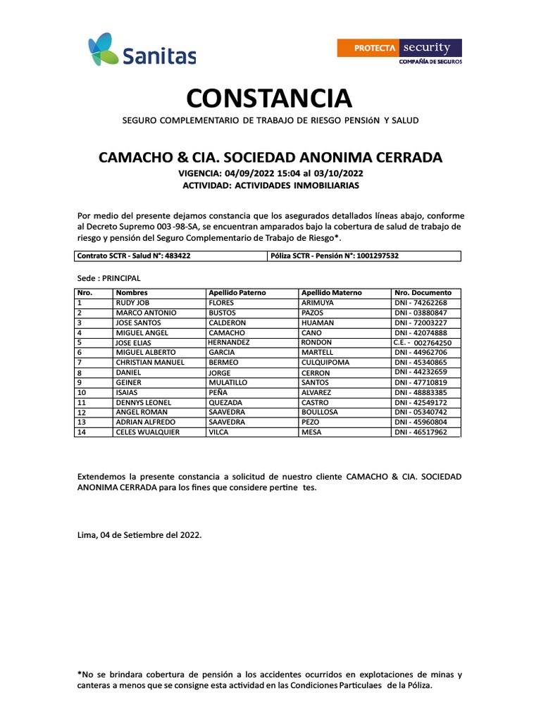 SCRT Setiembre | PDF | Seguro | Riesgo financiero