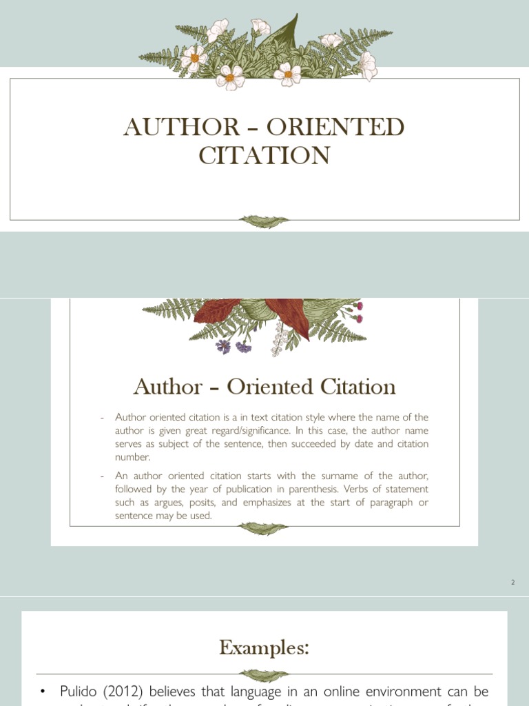 Author Oriented Citation | PDF | Citation | Ellipsis