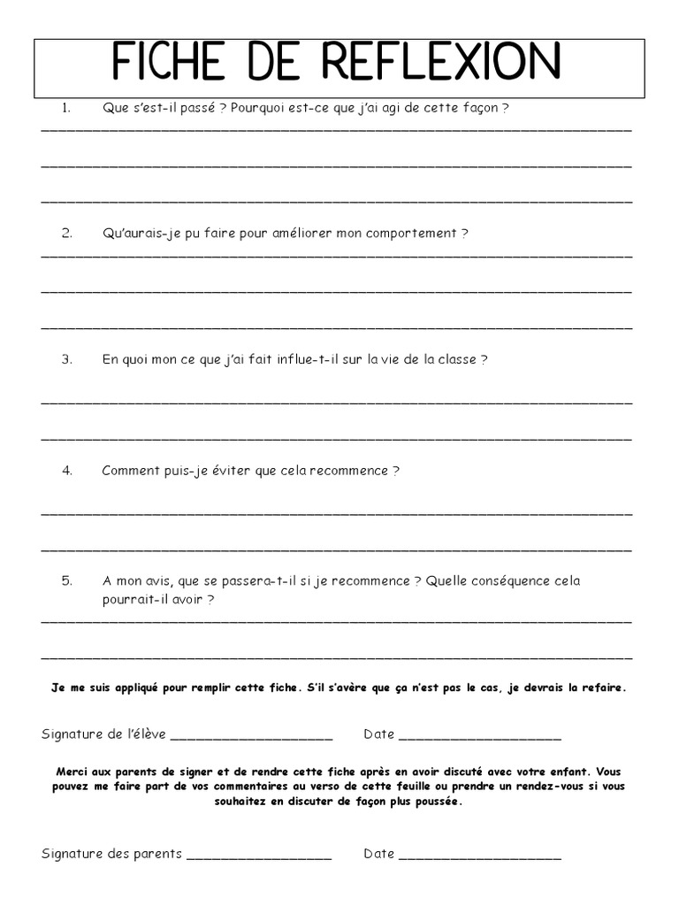 Fiche De Réflexion Ce2 _ Fiche de réflexion – WHROEU