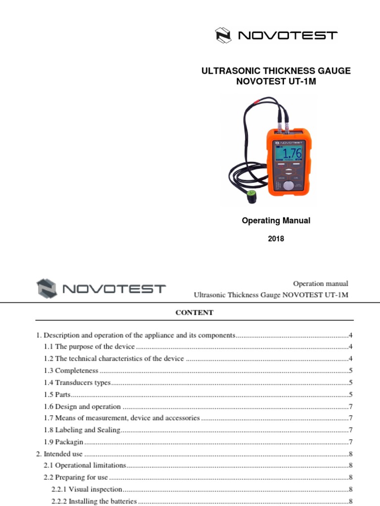Operating Manual UT-1M | PDF | Electrical Connector | Ultrasound
