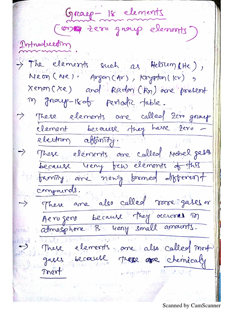 Group-18 Elements Noble Gas Notes | PDF