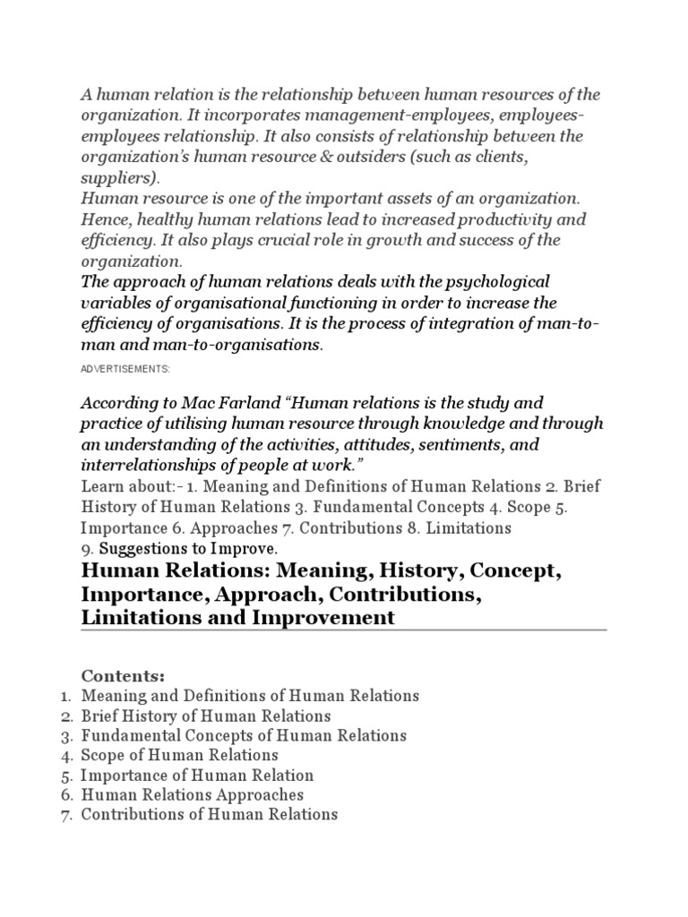 Understanding Human Relations in Organizations | PDF | Motivation ...