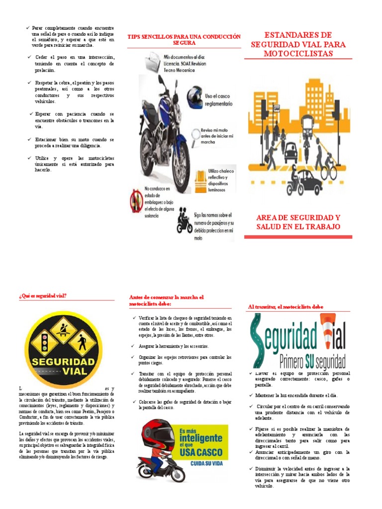 Folleto Seguridad Vial Motocicleta | PDF | Seguridad vial | Motocicleta