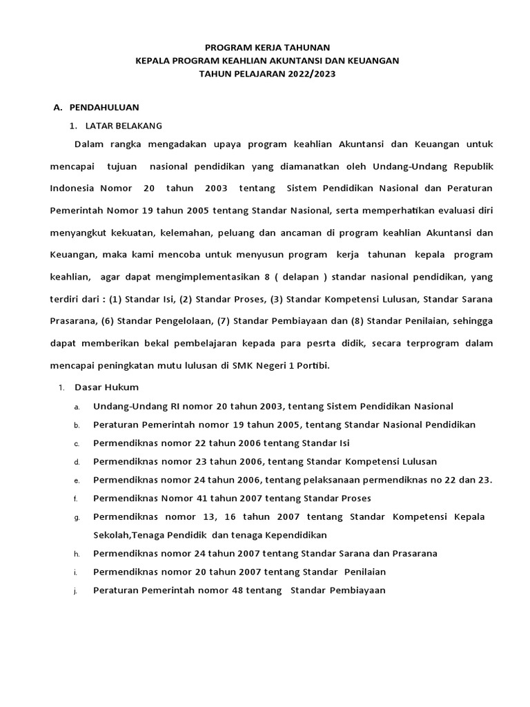 Program Kerja Tahunan | PDF