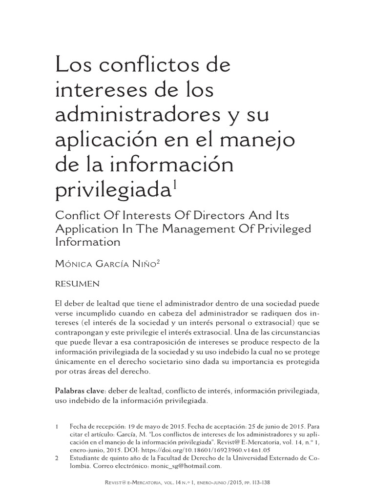 Conflictos de Interés en Administradores | PDF | Sociedad | Business