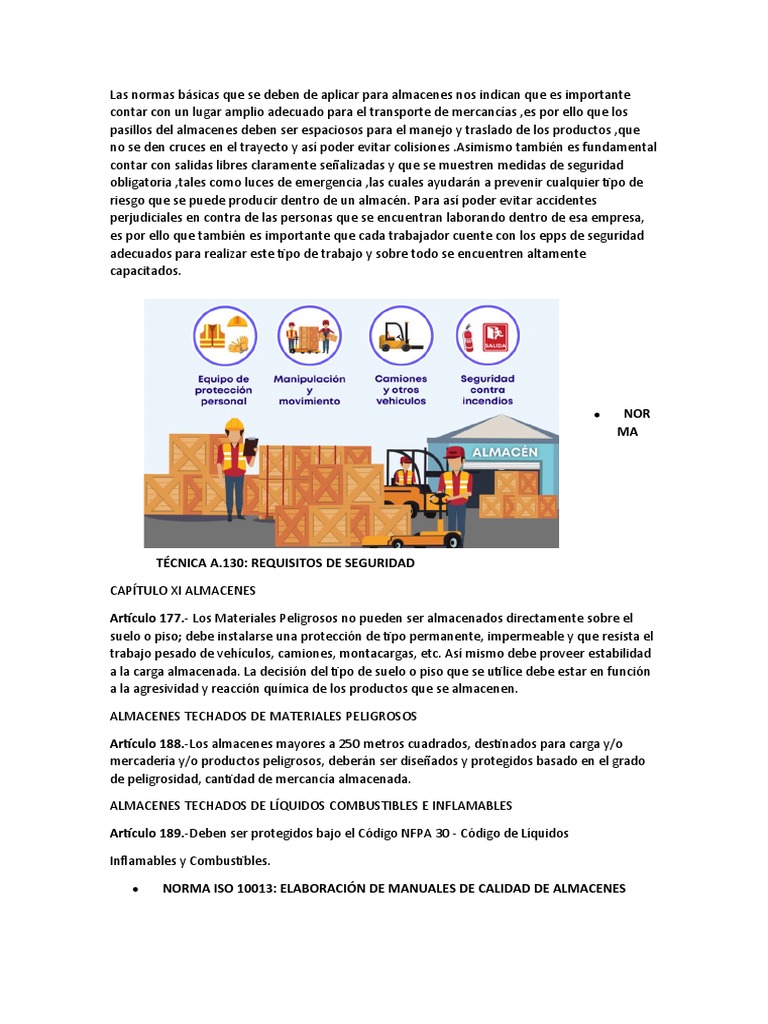Las Normas Básicas Que Se Deben de Aplicar para Almacenes Nos Indican ...