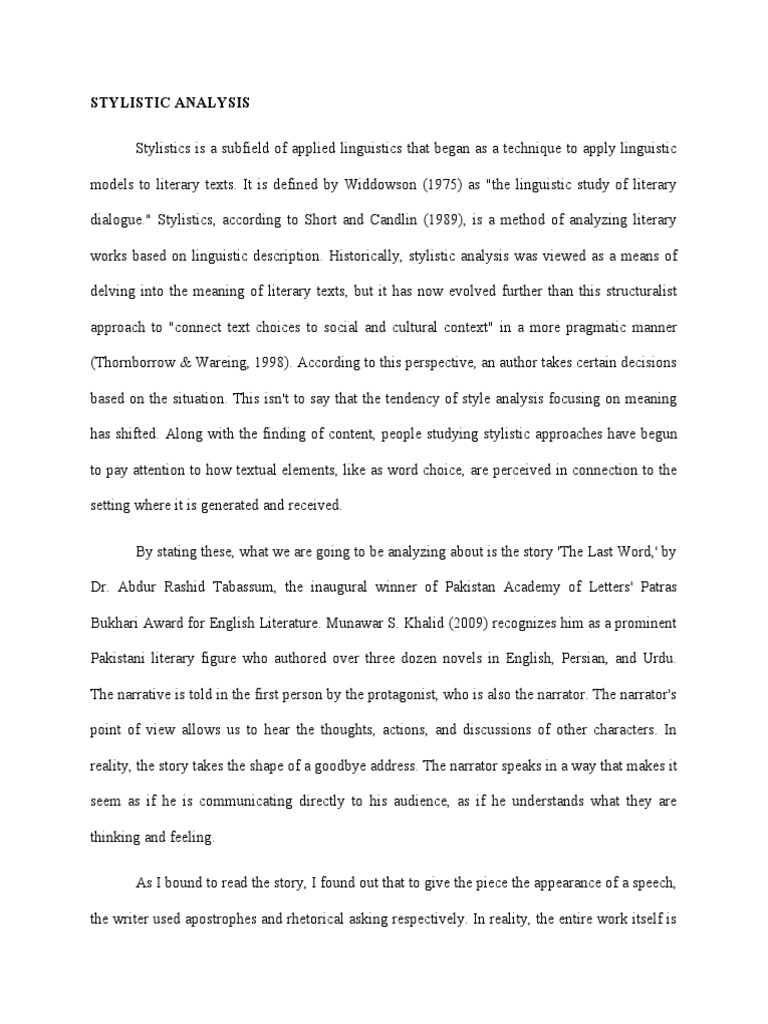 Stylistic Analysis | PDF
