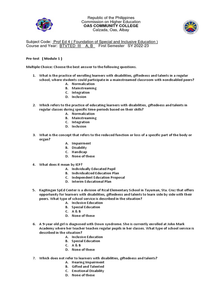 Pre Test Module 1 | PDF