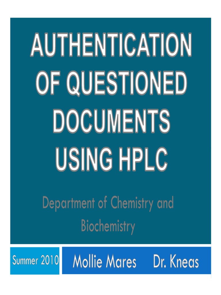 Authentication of Questioned Documents Using HPLC | Download Free PDF | High Performance Liquid ...