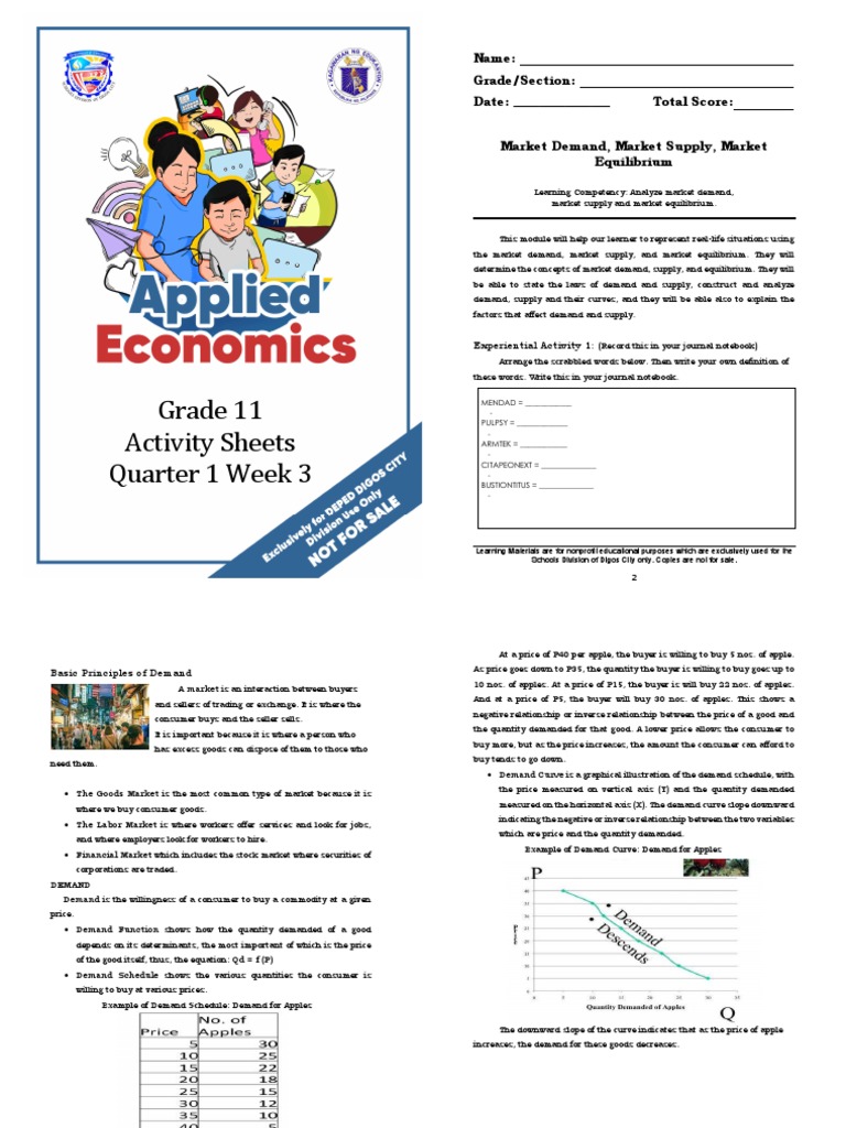 Applied Econ Week 3 - Sab | PDF | Supply (Economics) | Supply And Demand