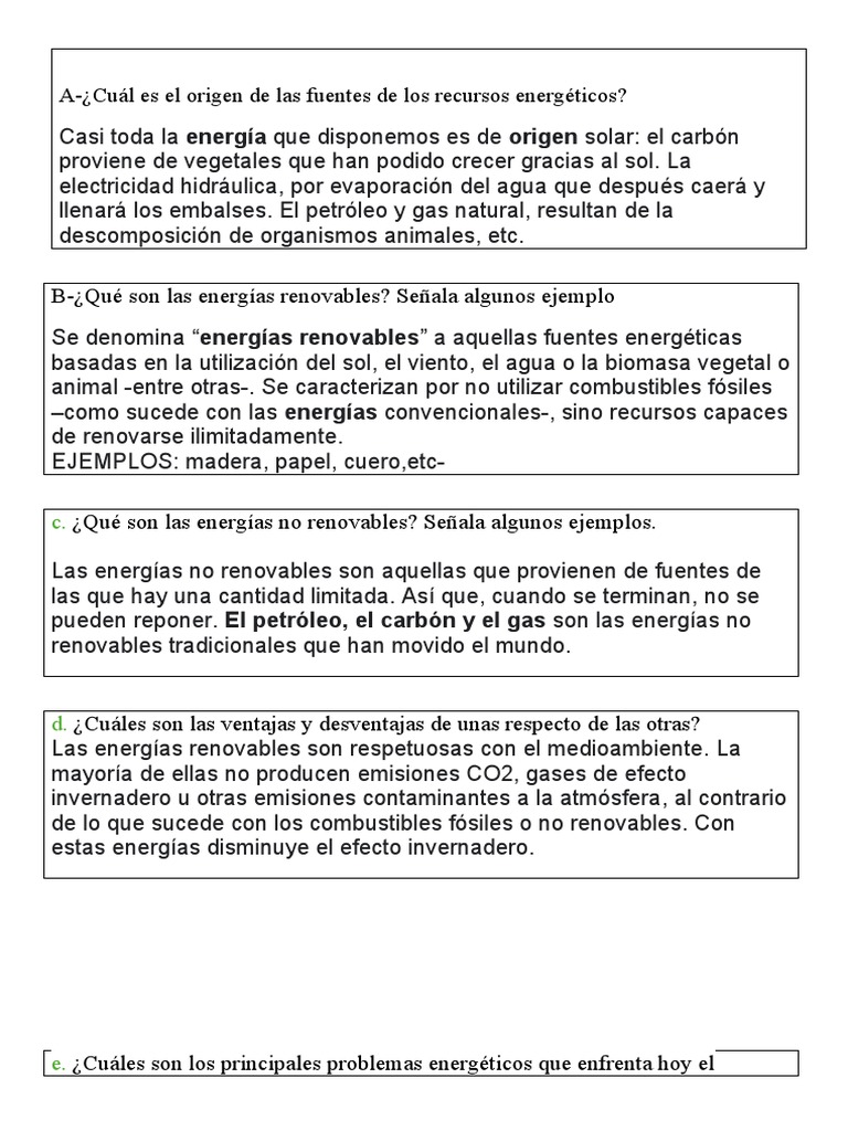 A-¿Cuál Es El Origen de Las Fuentes de Los Recursos Energéticos? | PDF