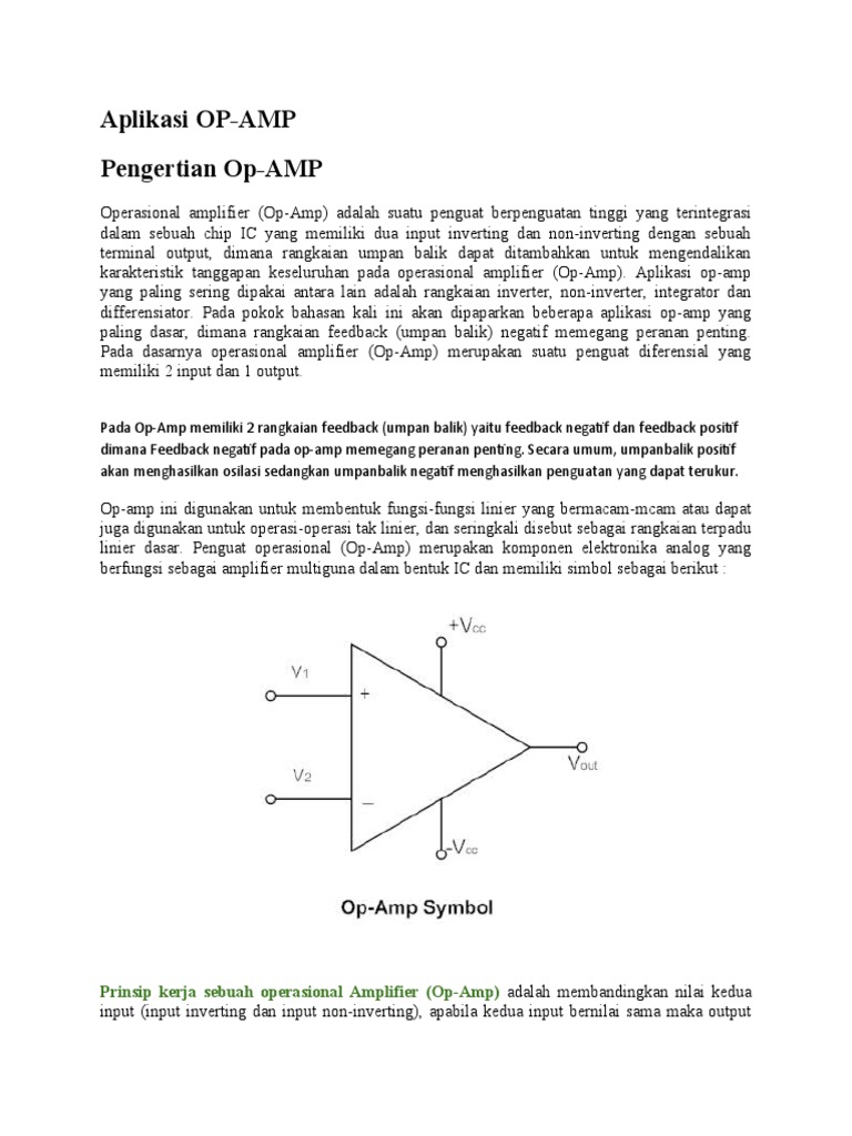 Aplikasi OP Pengertian Op-AMP | PDF